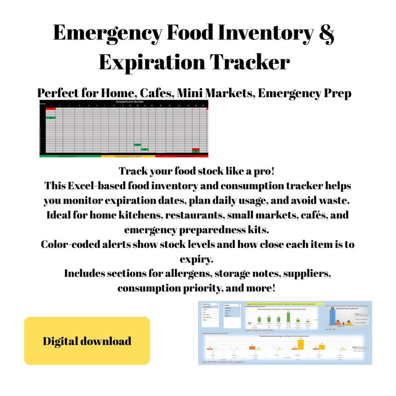 Excel Food Inventory Tracker Spreadsheet | Meal Planning Kitchen Pantry ...
