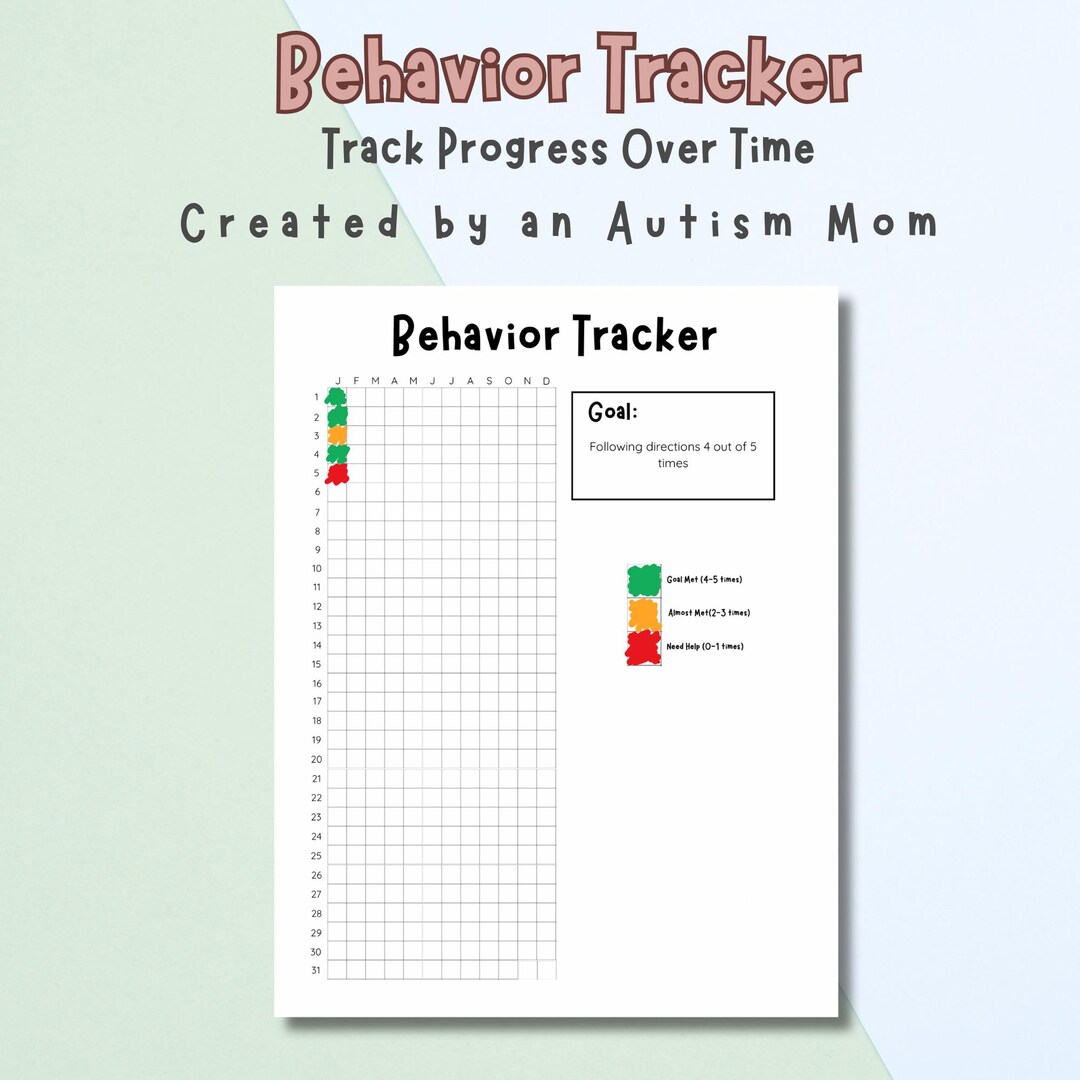 Positive Behavior Tracker Printable, Yearly Behavior Chart , Daily ...
