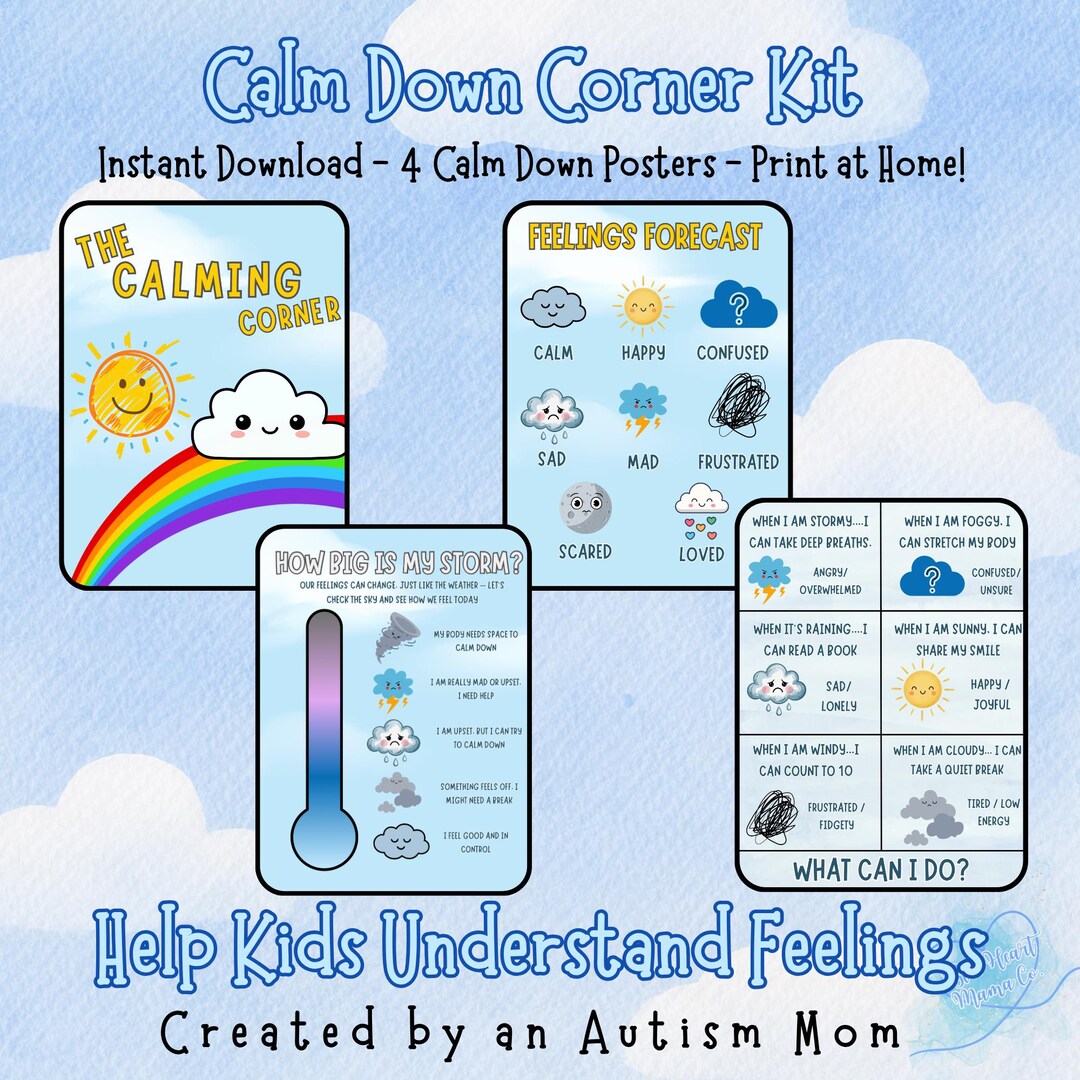Printable Calming Corner Posters for Kids • Feeling Chart • Weather ...
