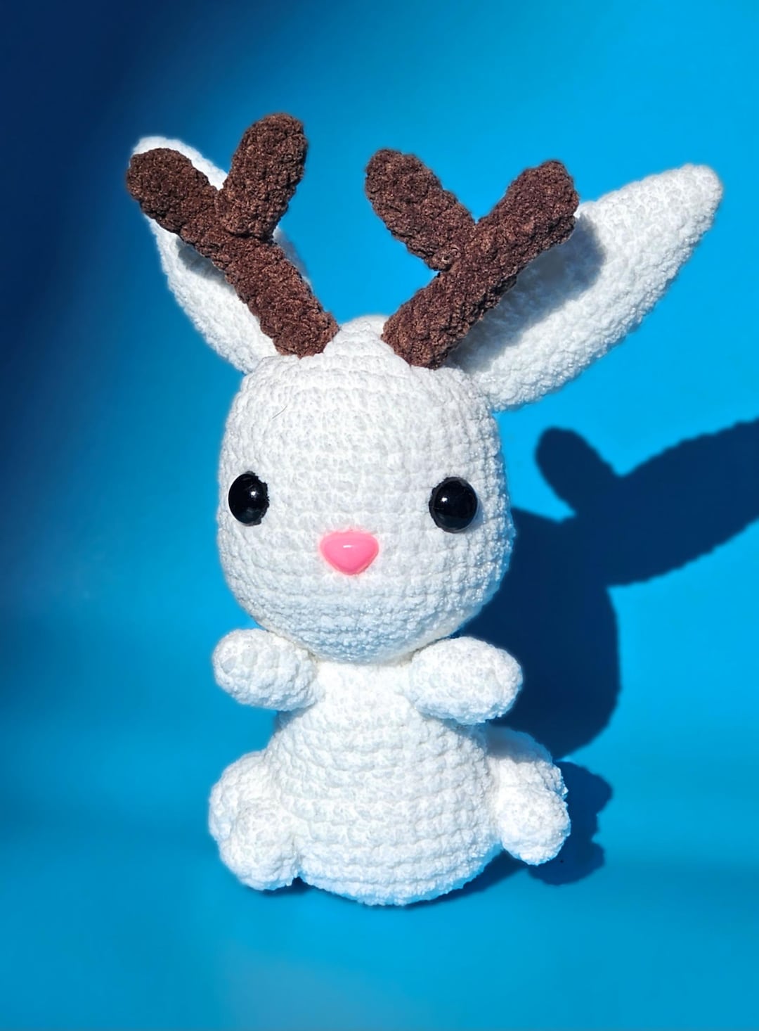 Mini Crochet Jackalope – Handmade White Plush With Micro Chenille Yarn ...