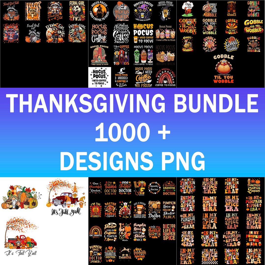 Mega 1000+ Pumpkin and Turkey PNG Bundle, Fall Thanksgiving Clipart ...