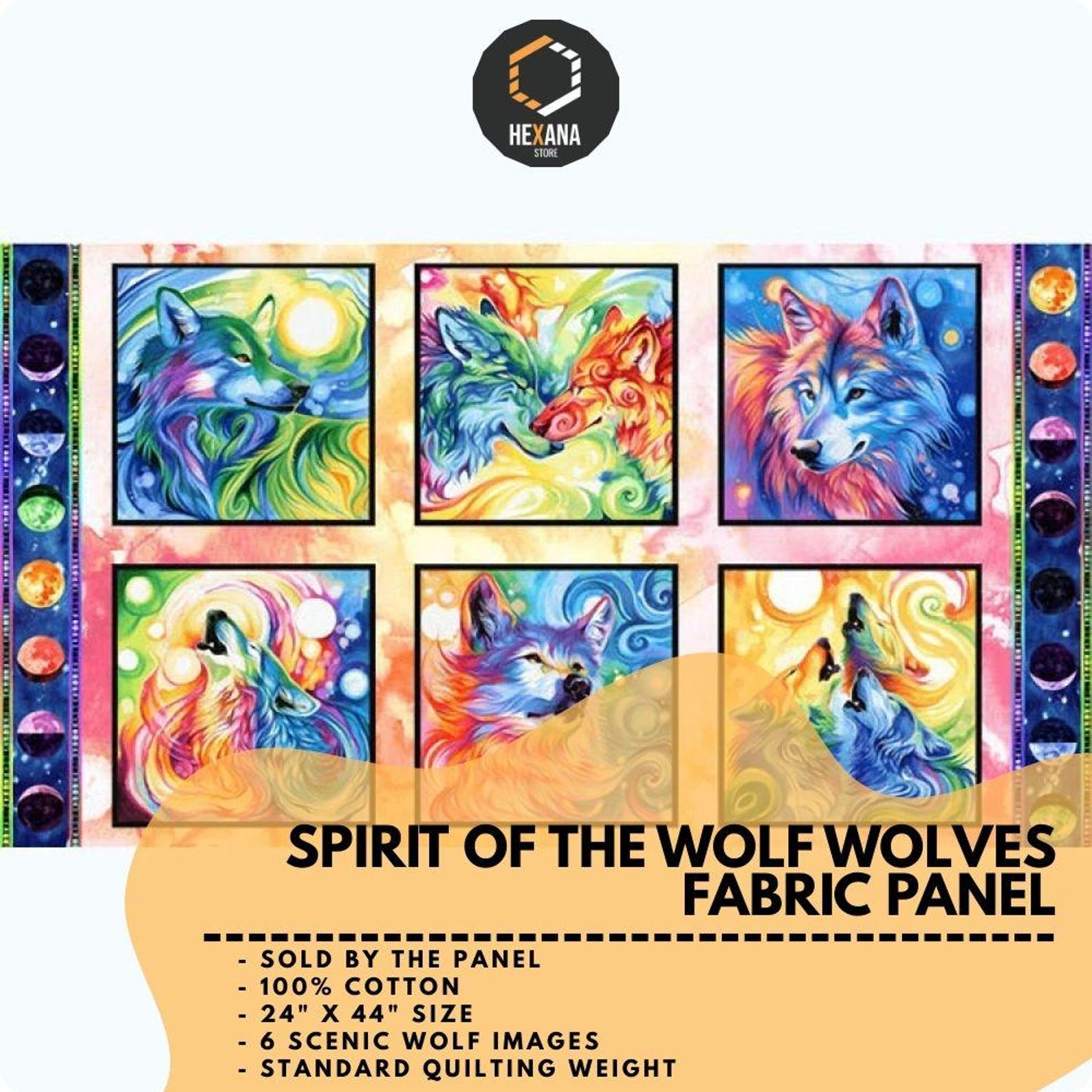 Wolf Fabric Panel Spirit of the Wolf Cotton 24x44 Scenic Wolves ...