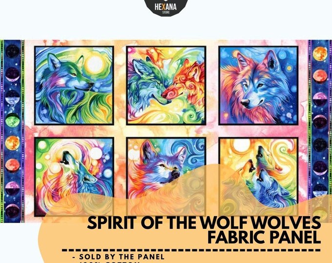 Scenic Wolves Cotton Fabric Panel: Spirit of the Wolf, Quilting & Craft ...