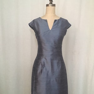 Slate Blue Silk Shantung Cap-sleeve Sheath Dress, Made to Order - Etsy