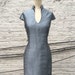 Slate Blue Silk Shantung Tea-length Modern Cheongsam Dress With Ruffle ...