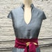Slate Blue Silk Shantung Tea-length Modern Cheongsam Dress With Ruffle ...