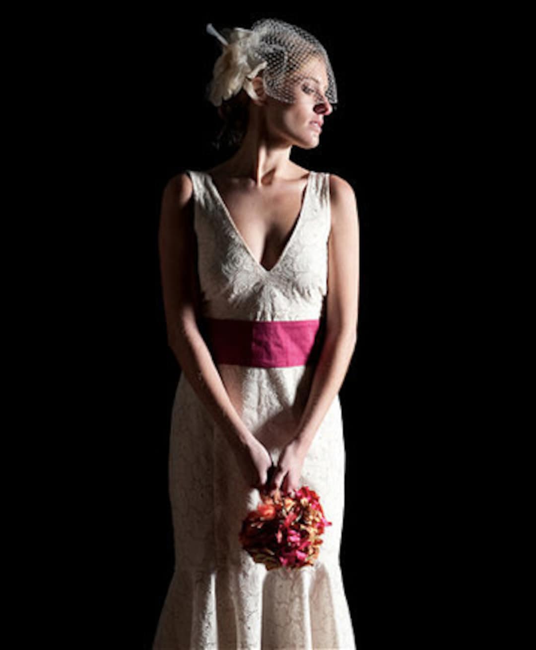 Eggshell Eyelet Tea-length Wedding Dress, Made to Order - Etsy
