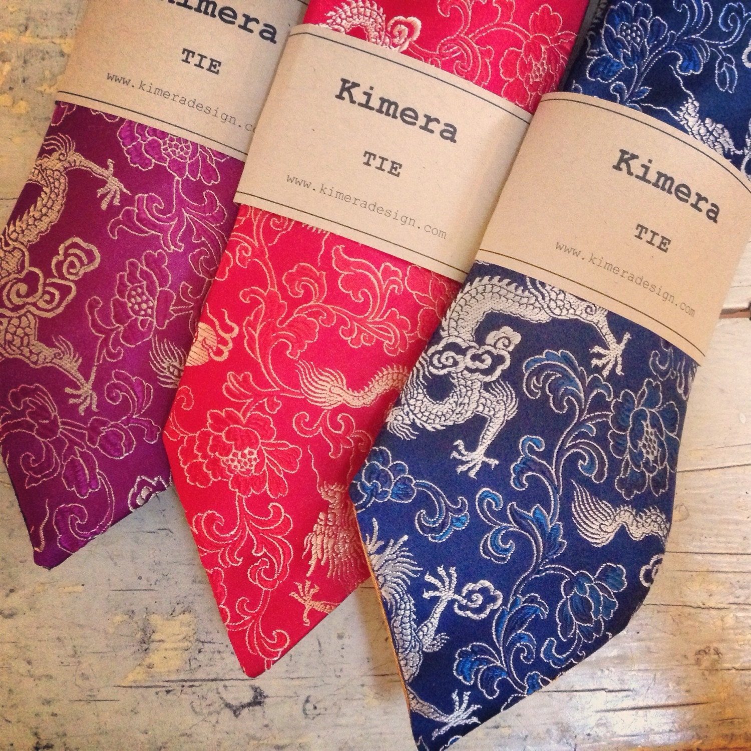 Red Dragon Brocade Tie - Etsy