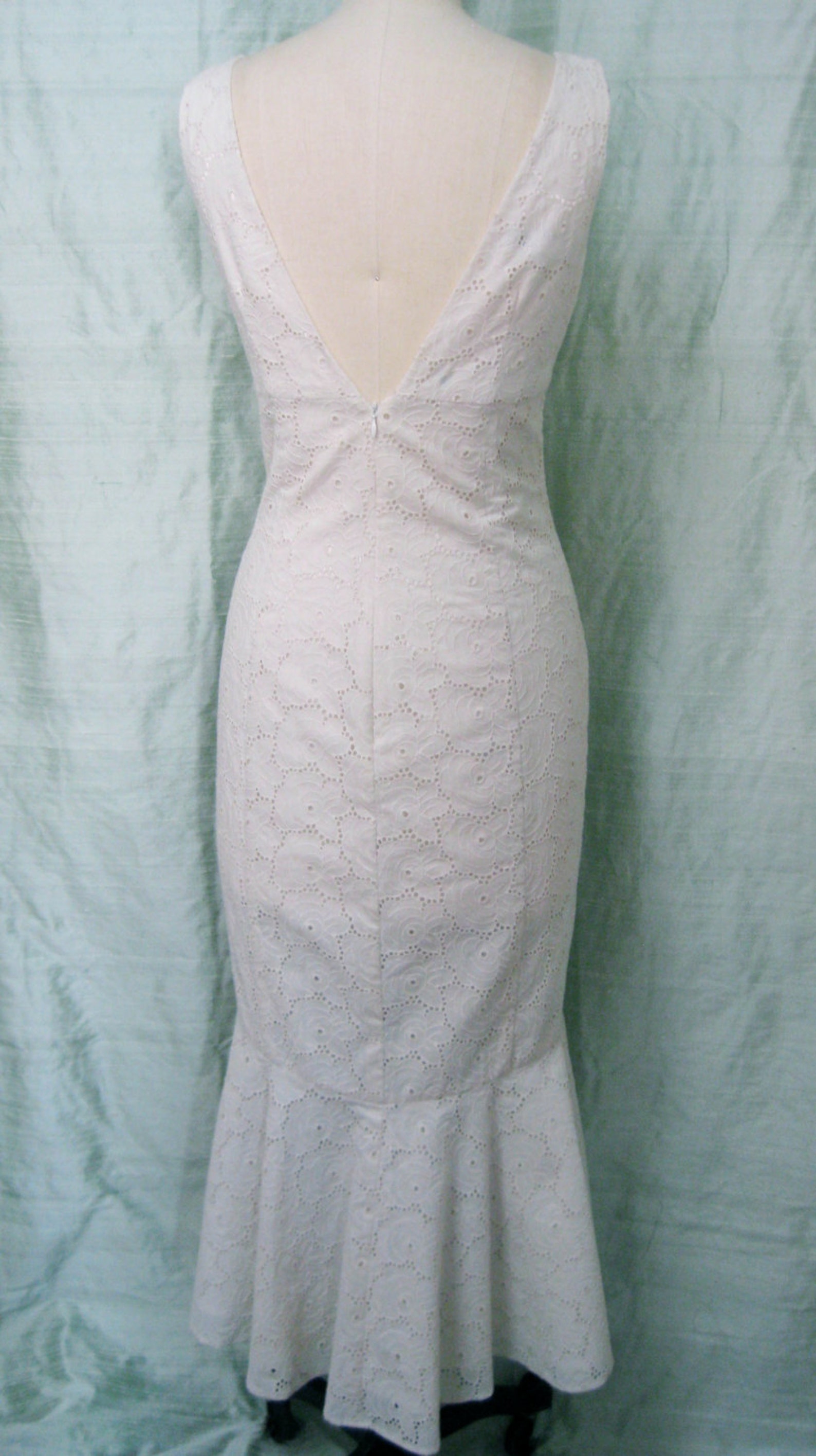 Eggshell Eyelet Tea-length Wedding Dress, Made to Order - Etsy