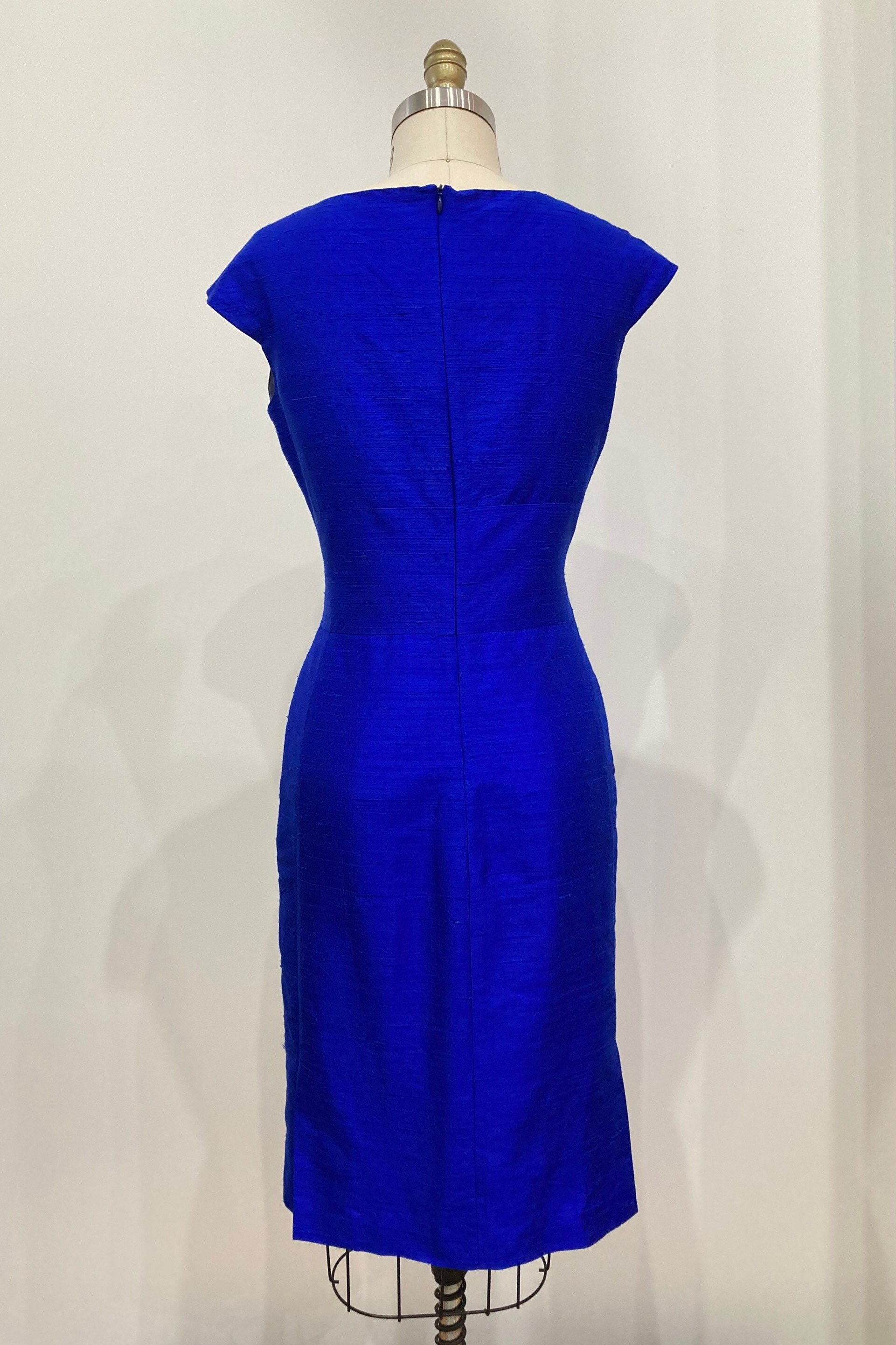 Sapphire Blue Retro-style Silk Shantung Sheath Dress Made to - Etsy