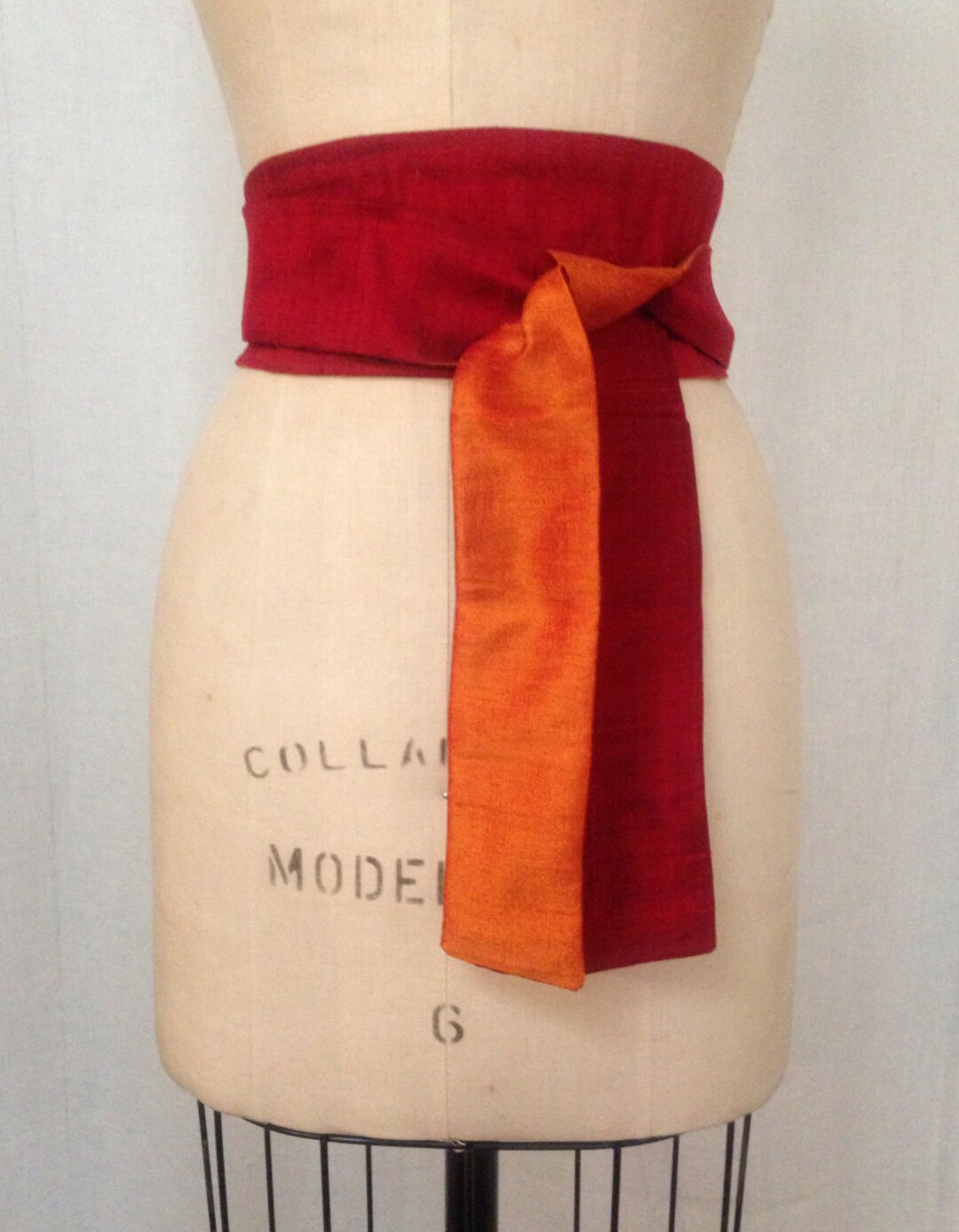 Red and Orange Silk Shantung Reversible Obi Sash - Etsy