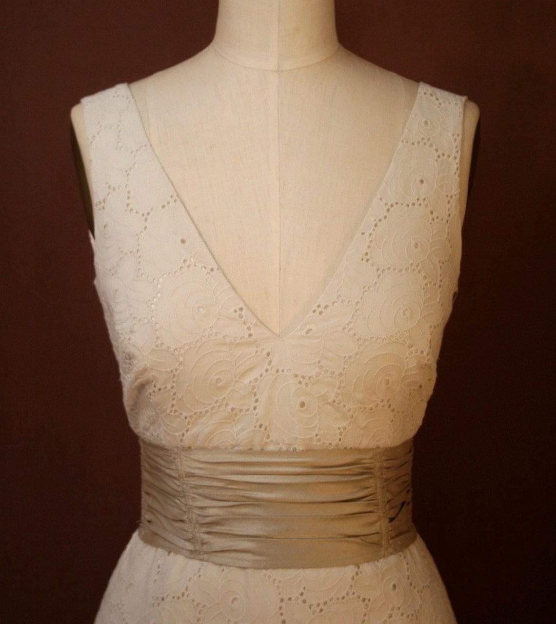 Eggshell Eyelet Tea-length Wedding Dress, Made to Order - Etsy