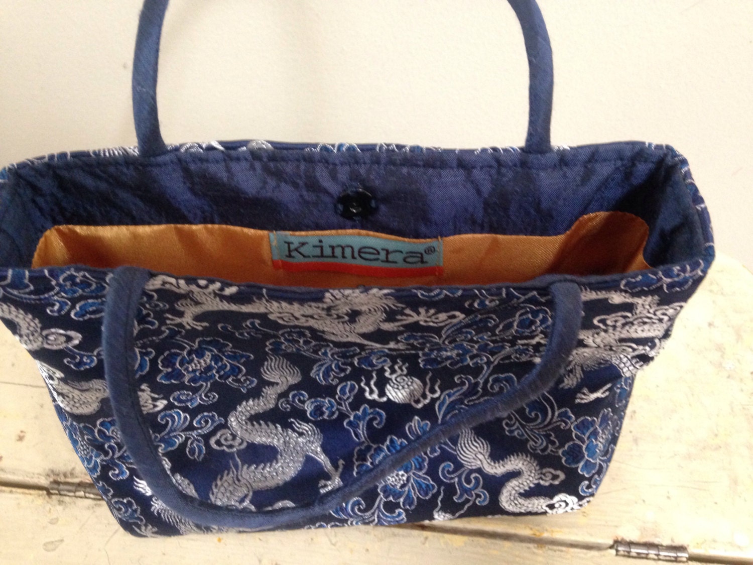 Navy Dragon Brocade Mini Handbag - Etsy