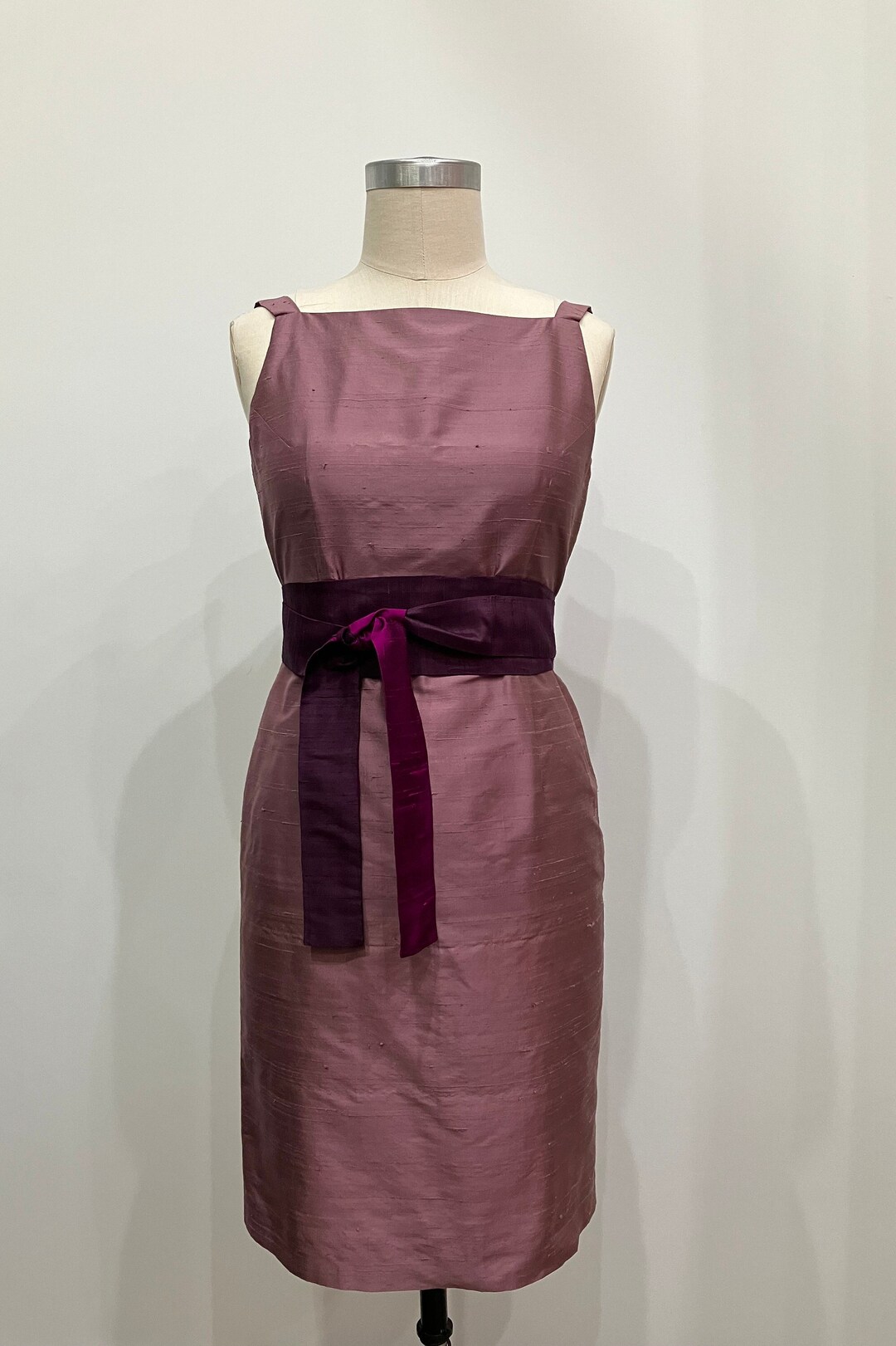 Amethyst Light Purple Silk Shantung Sheath Dress, Size Large (10) - Etsy