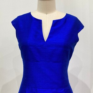 Sapphire Blue Retro-style Silk Shantung Sheath Dress, Made to Order - Etsy