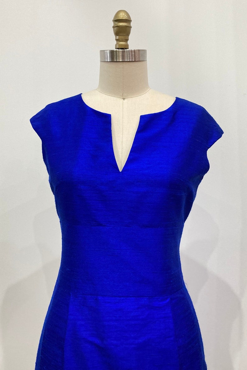 Sapphire Blue Retro-style Silk Shantung Sheath Dress Made to - Etsy