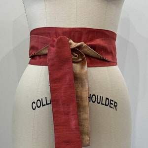 Ruby Red and Black Silk Shantung Reversible Obi Sash - Etsy