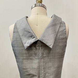 Silver Retro Roll-collar Silk Shantung Crop Top, Made to Order - Etsy