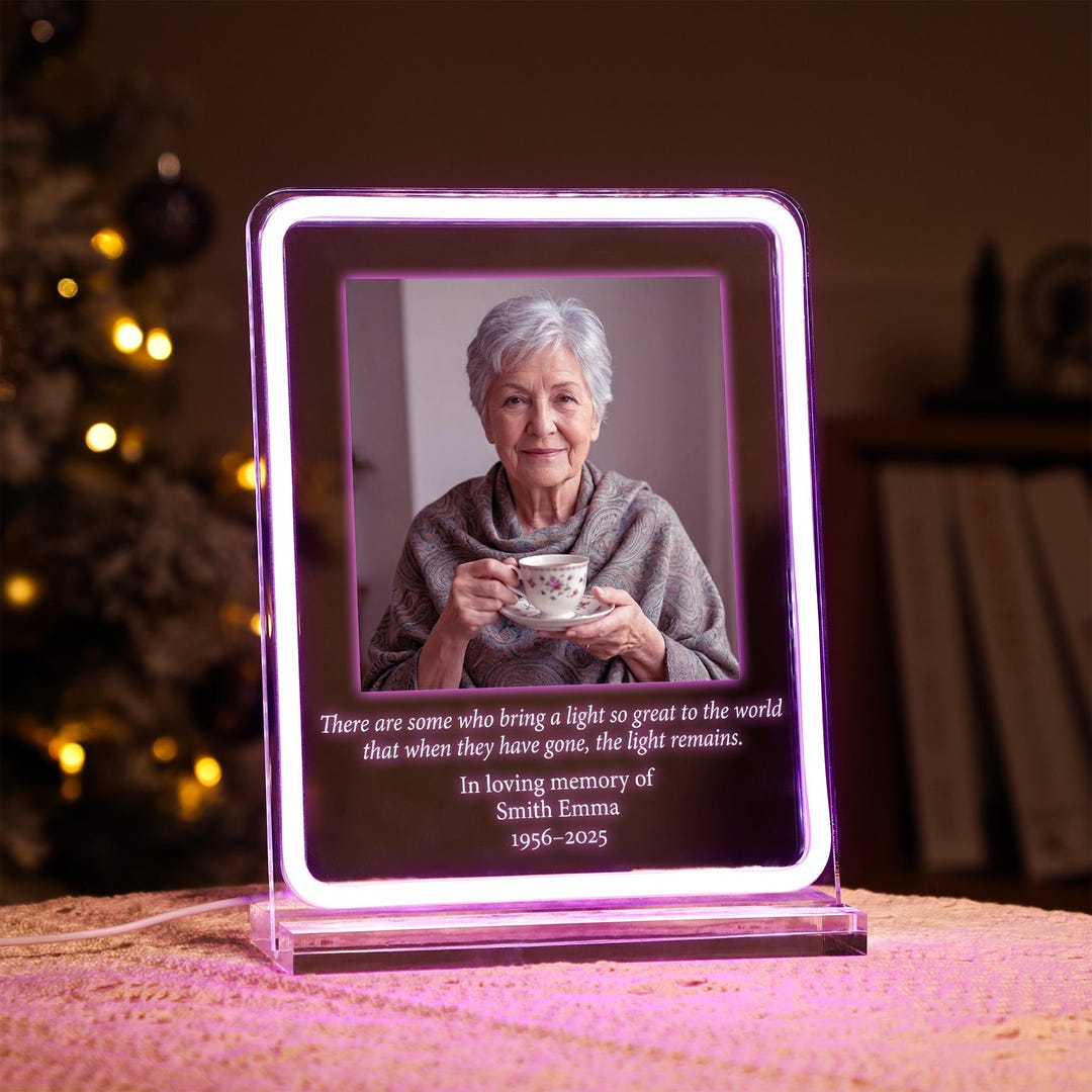 Personalized Memorial Night Light, Photo Remembrance Lamp, LED Acrylic ...