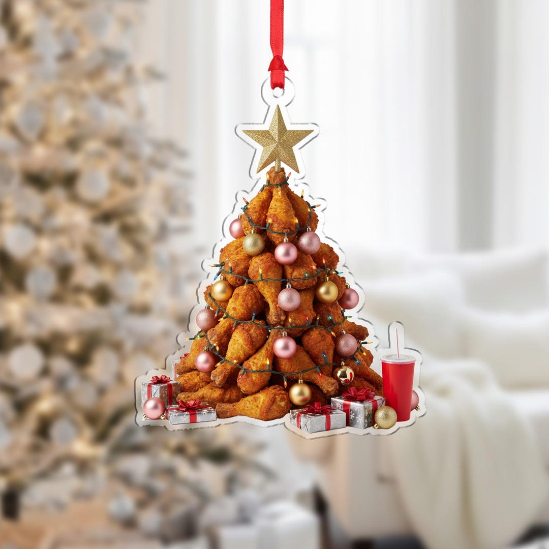 Funny Fried Chicken Christmas Tree Ornament - Fast Food Lover Gag Gift ...