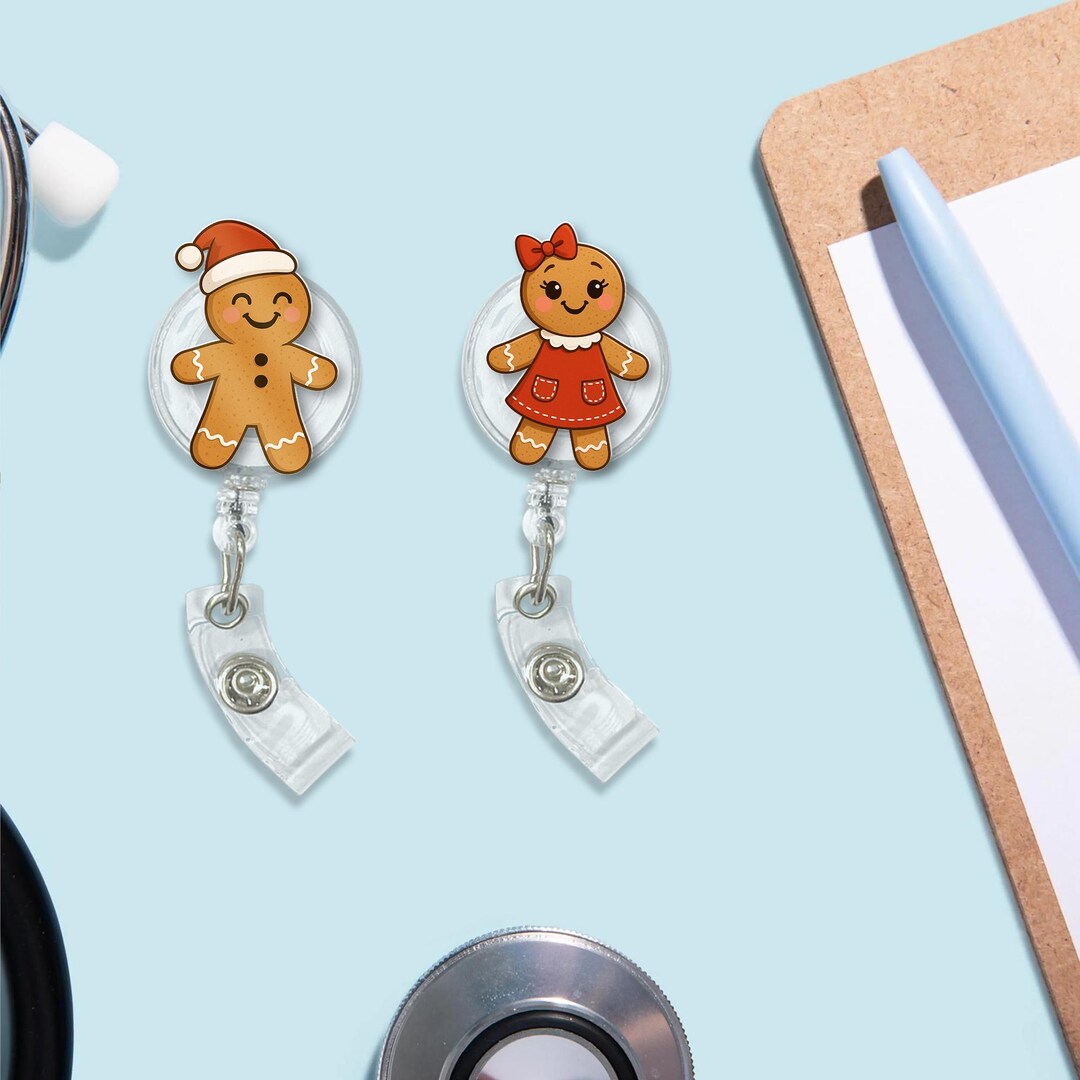 Christmas Gingerbread Retractable Badge Reel: Holiday ID Holder - Etsy