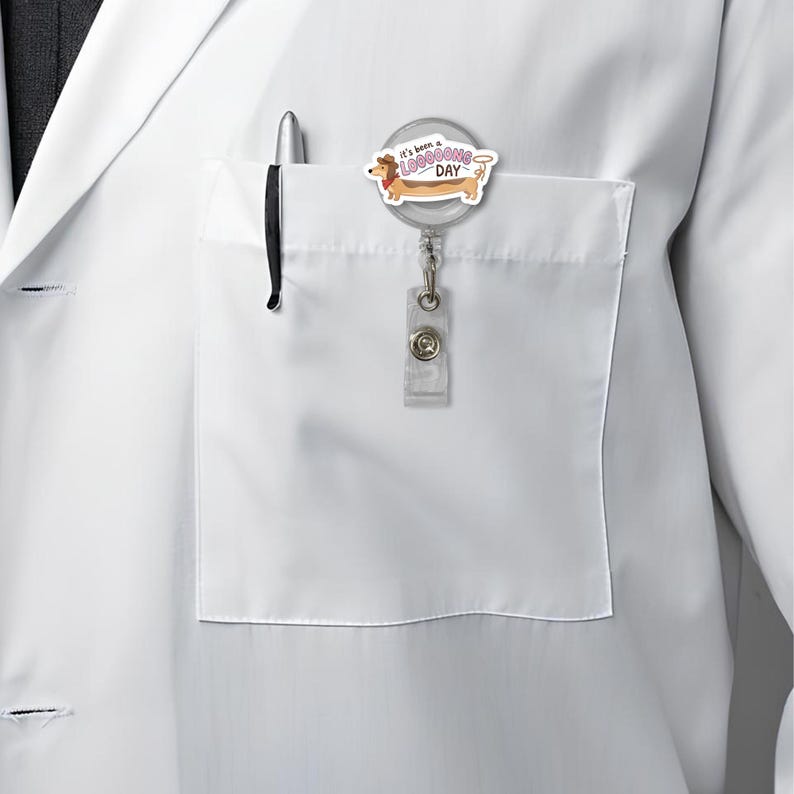 Funny Dachshund Badge Reel: Retractable ID Holder, Long Day Dog Pun ...