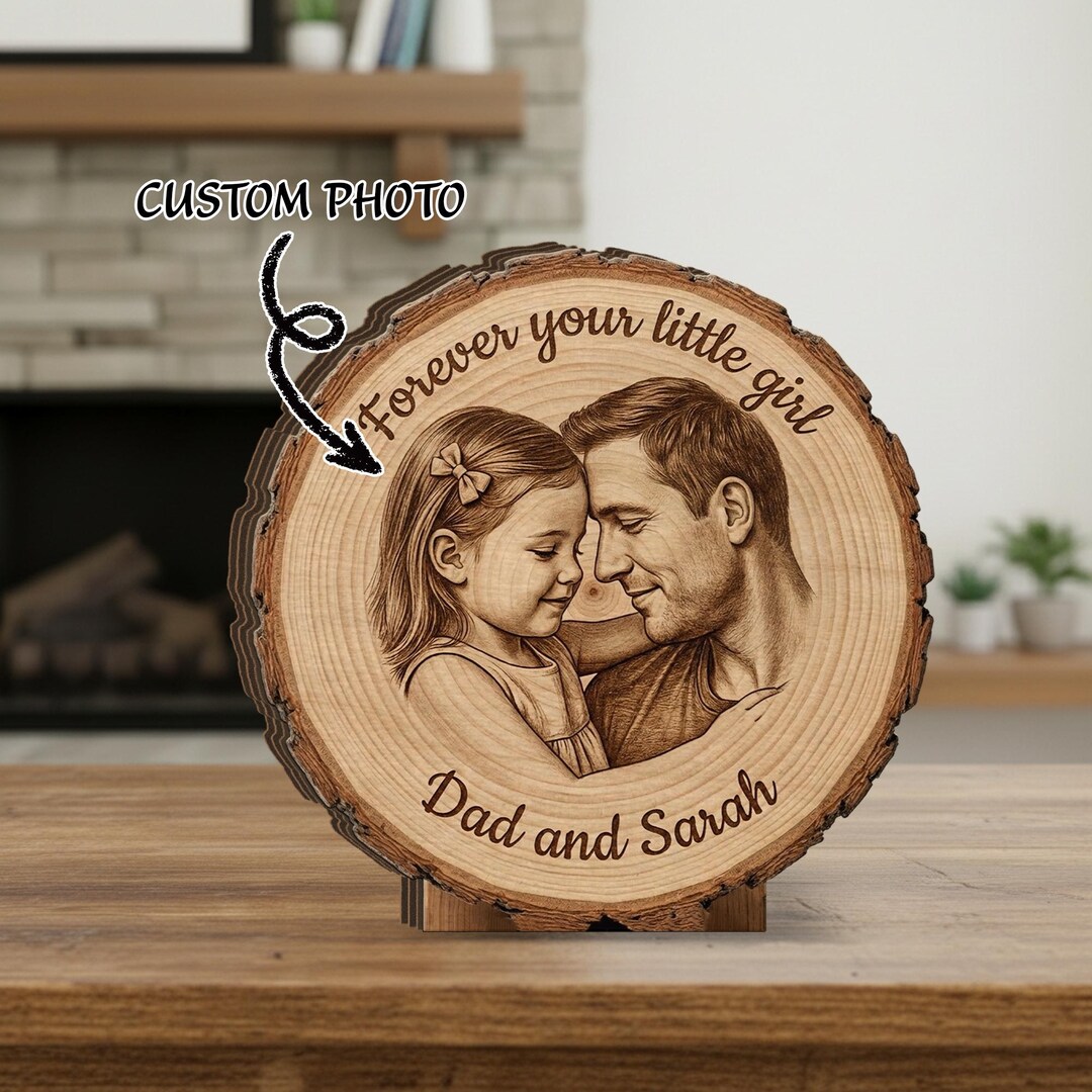 Personalized Wood Plaque: Custom Photo Dad and Daughter Portrait ...