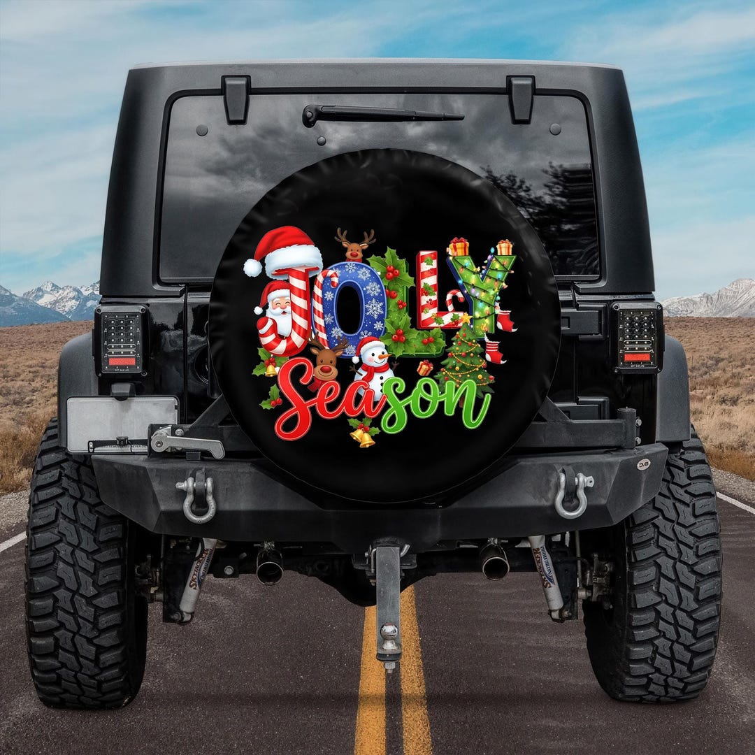 Christmas Spare Tire Cover, Santa Snowman Jeep RV Decor, Camera Hole - Etsy