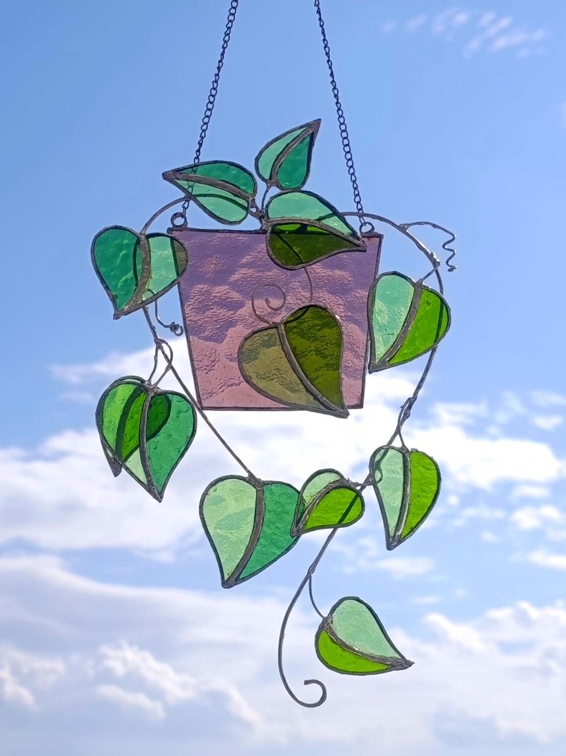 Hanging Plant Stained Glass Pattern, Png, PDF, DXF, SVG, Suncatcher ...