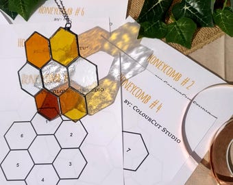Digital Pattern for Honeycomb Stained Glass Suncatcher | Beginner ...