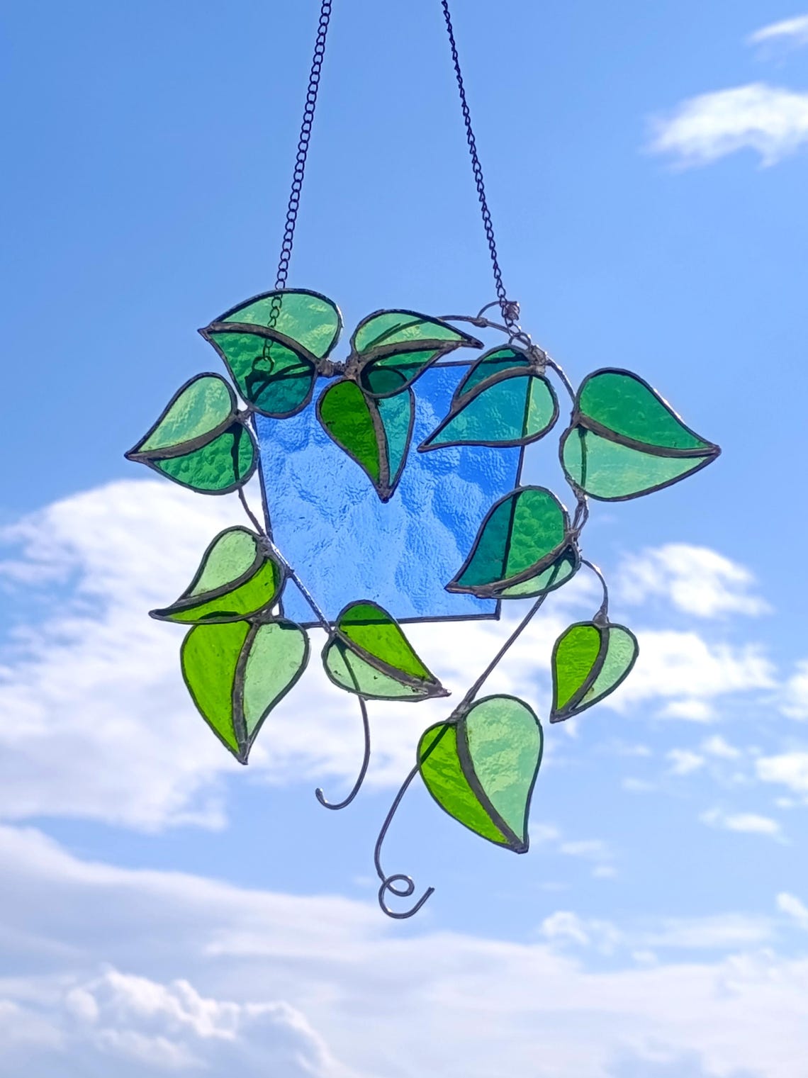 Hanging Plant Stained Glass Pattern, Png, PDF, DXF, SVG, Suncatcher ...