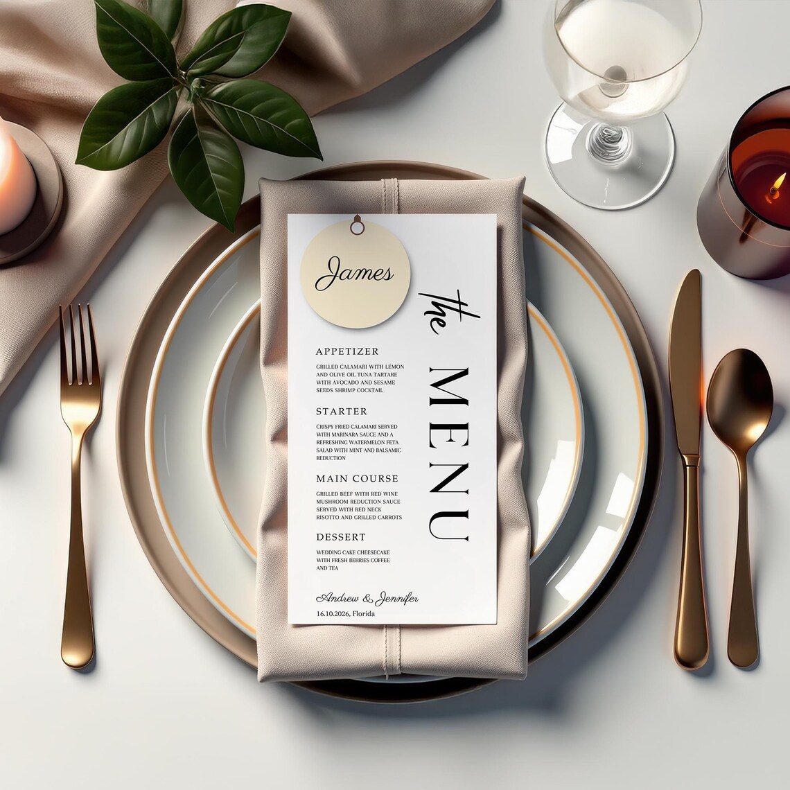 Modern Editable Menu and Thank You Card Templates | Printable Wedding ...