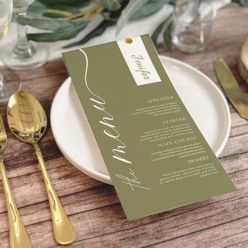 Modern Editable Menu and Thank You Card Templates | Printable Wedding ...
