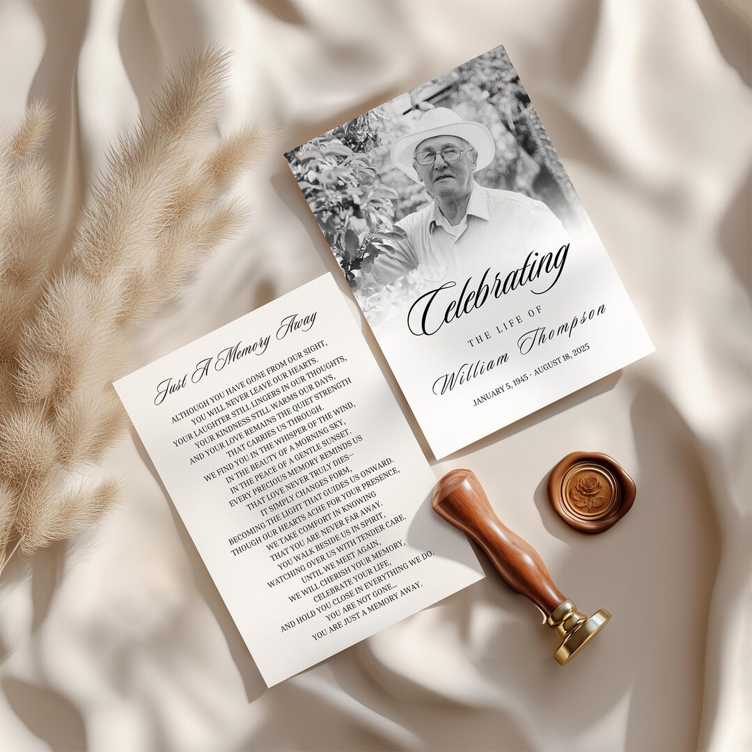 Personalized Memorial Prayer Card: Funeral Keepsake (digital or Printed ...