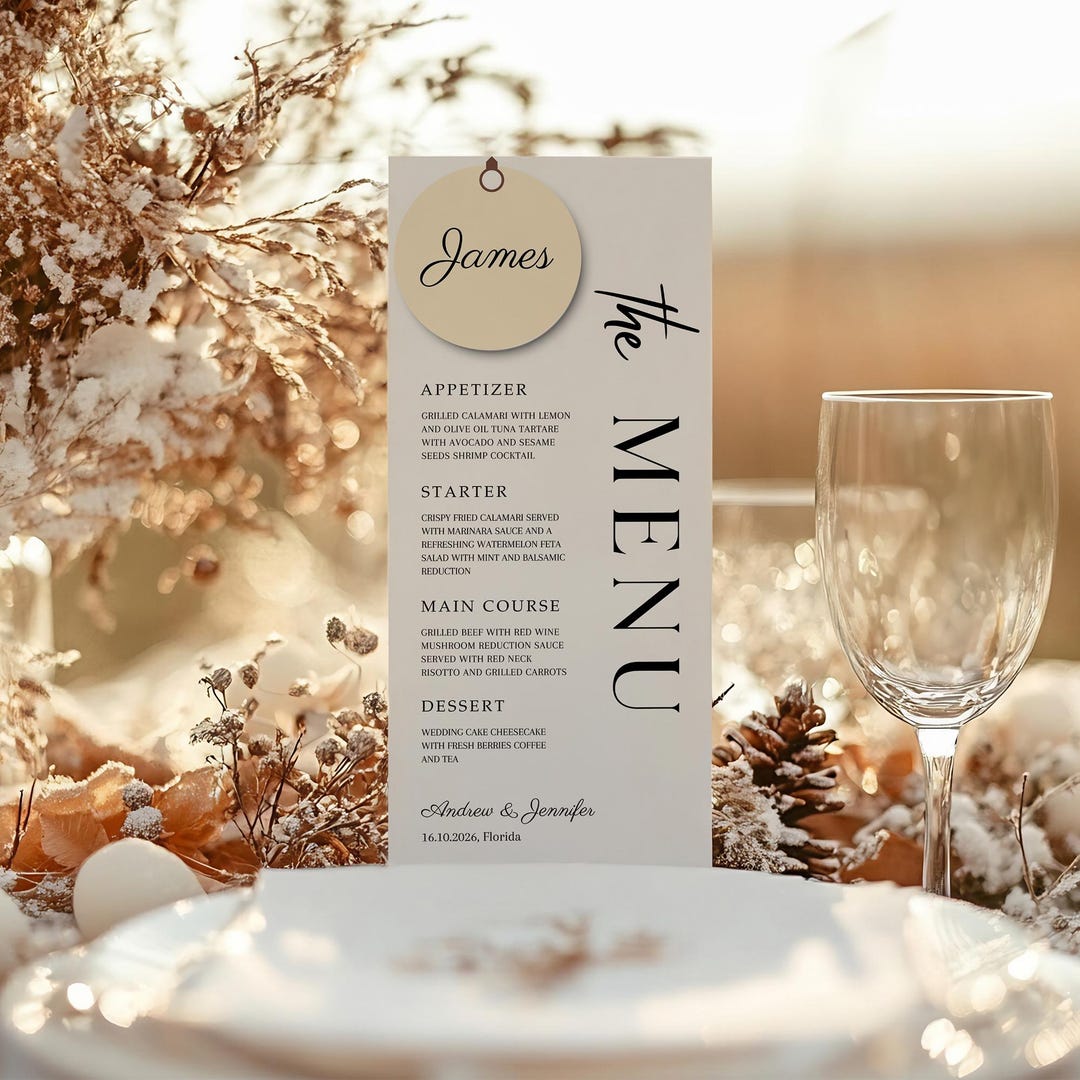 Modern Editable Menu and Thank You Card Templates | Printable Wedding ...