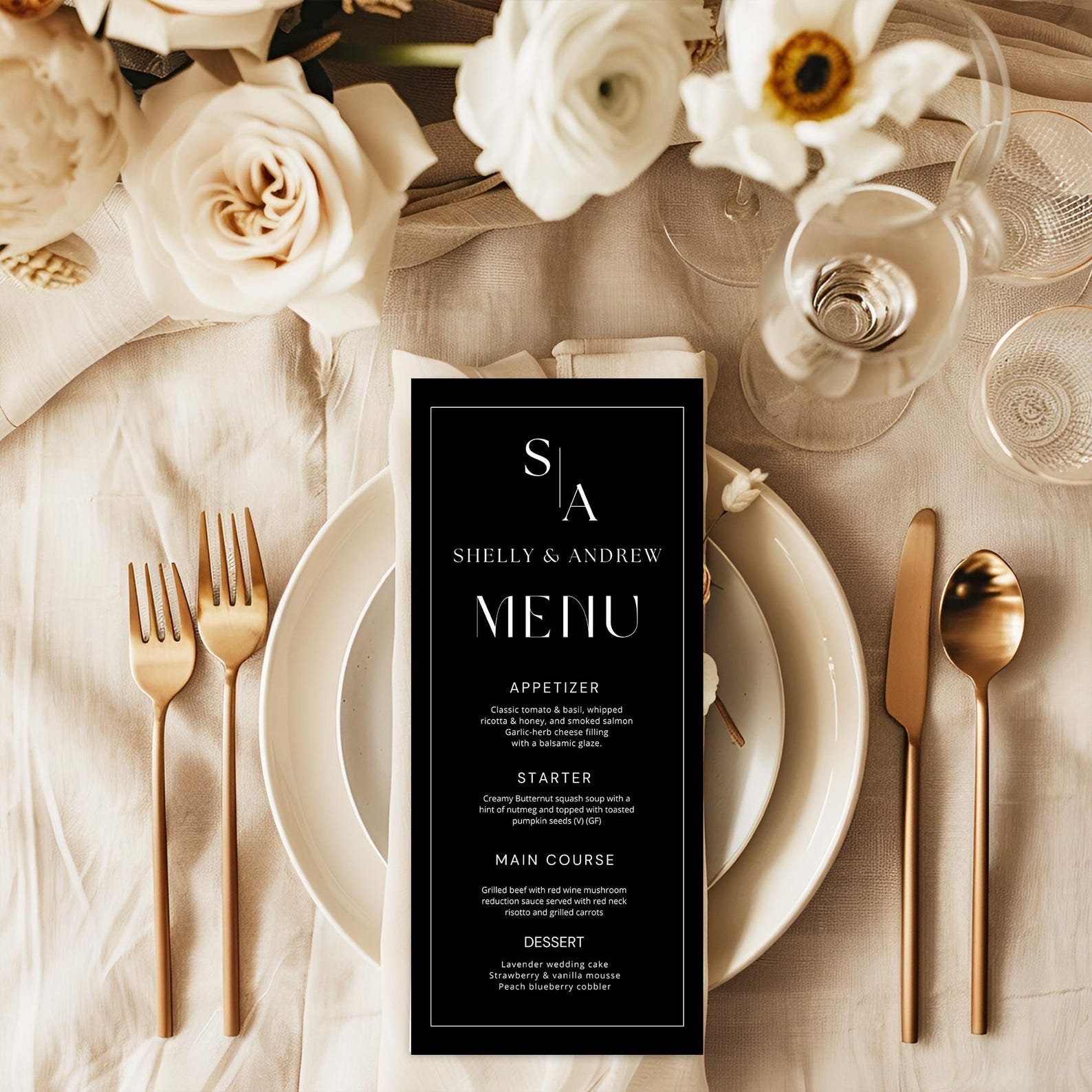 Modern Editable Menu and Thank You Card Templates | Printable Wedding ...