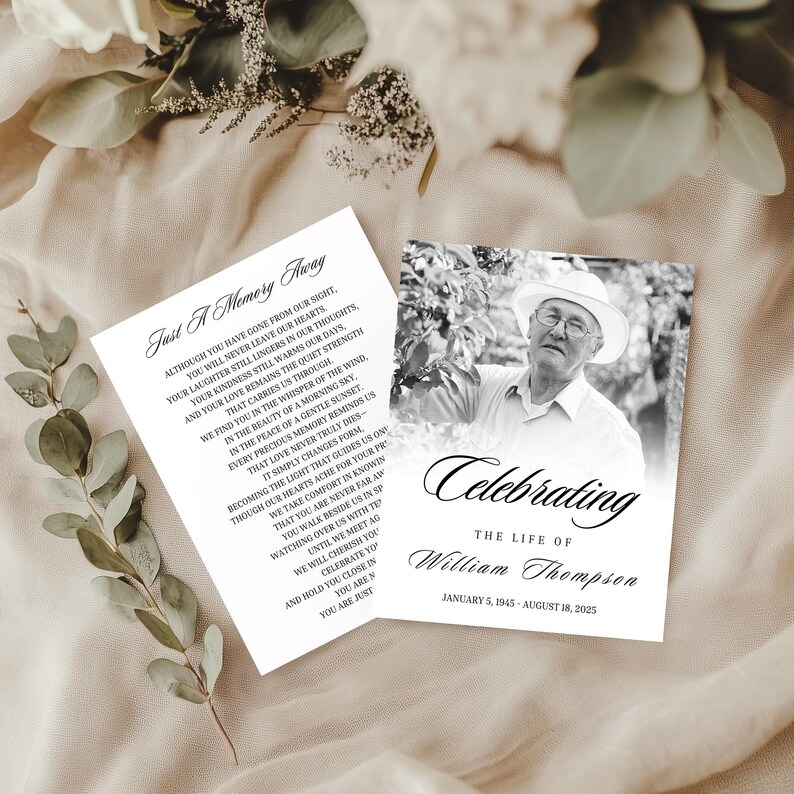 Personalized Memorial Prayer Card: Funeral Keepsake (digital or Printed ...