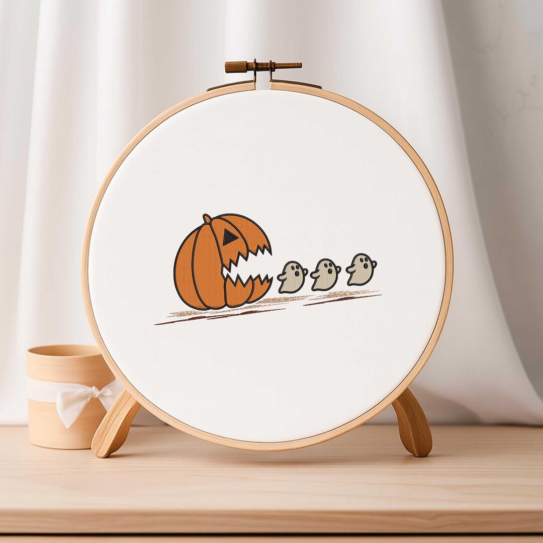 Halloween Pumpkin Ghost Embroidery Design, Spooky Cute Machine ...