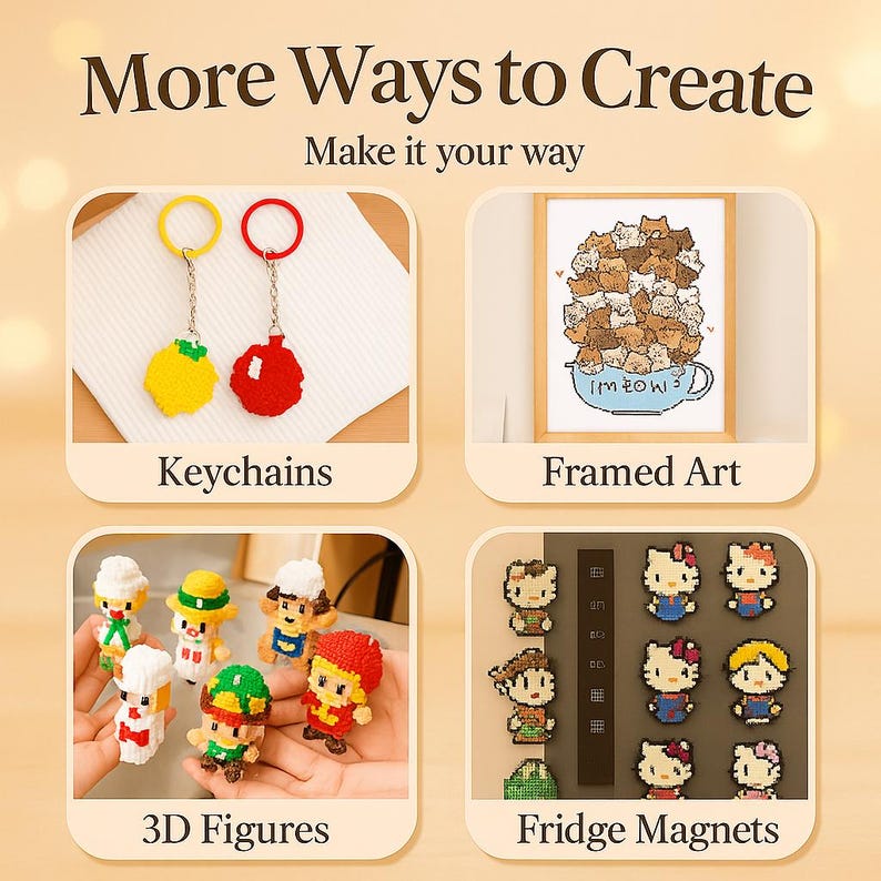 Fuse Bead Keychain DIY Kit, 24 Colors, Pixel Art Craft - Etsy