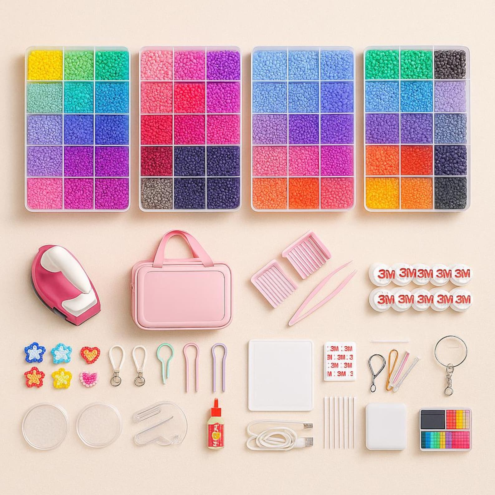 Fuse Bead Keychain DIY Kit, 24 Colors, Pixel Art Craft - Etsy