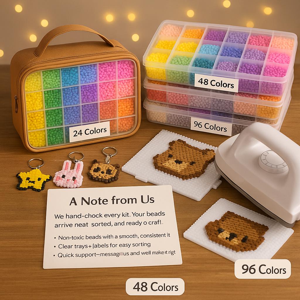 Fuse Bead Keychain DIY Kit, 24 Colors, Pixel Art Craft - Etsy
