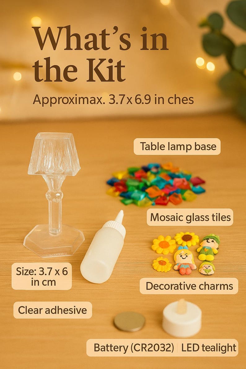 DIY Mosaic Table Lamp Kit, LED Night Light Craft - Etsy