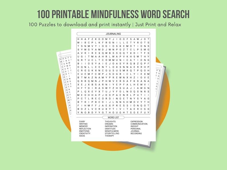 100 Mindfulness Word Search Puzzles: Relaxing Brain Games (PDF Download ...