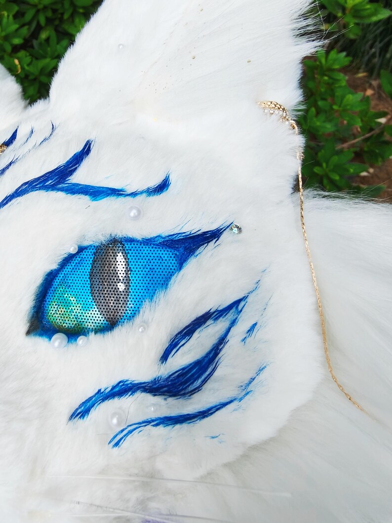 White Spirit Cat Therian Mask | Handmade Realistic Faux Fur Therian ...