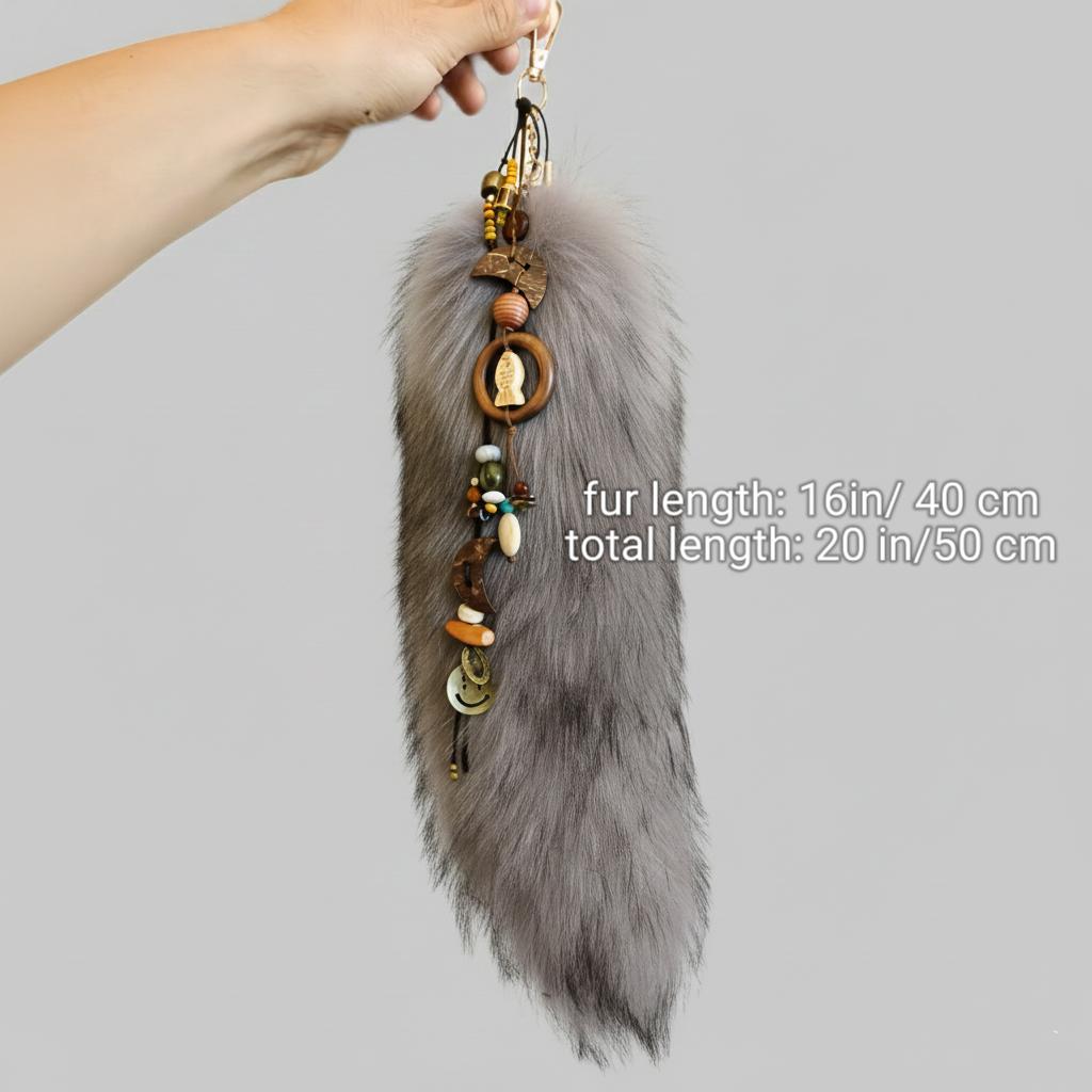 Celestial Gray Silver Wolf Therian Mask & Tail Set – Handmade Faux Fur ...