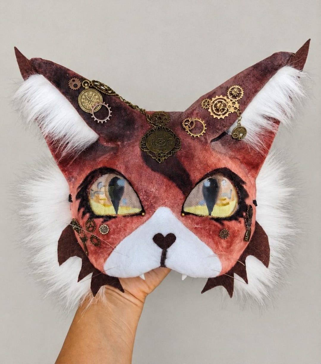 Timekeeper Cat Therian Mask Paws Tail Set – Handmade Steampunk ...