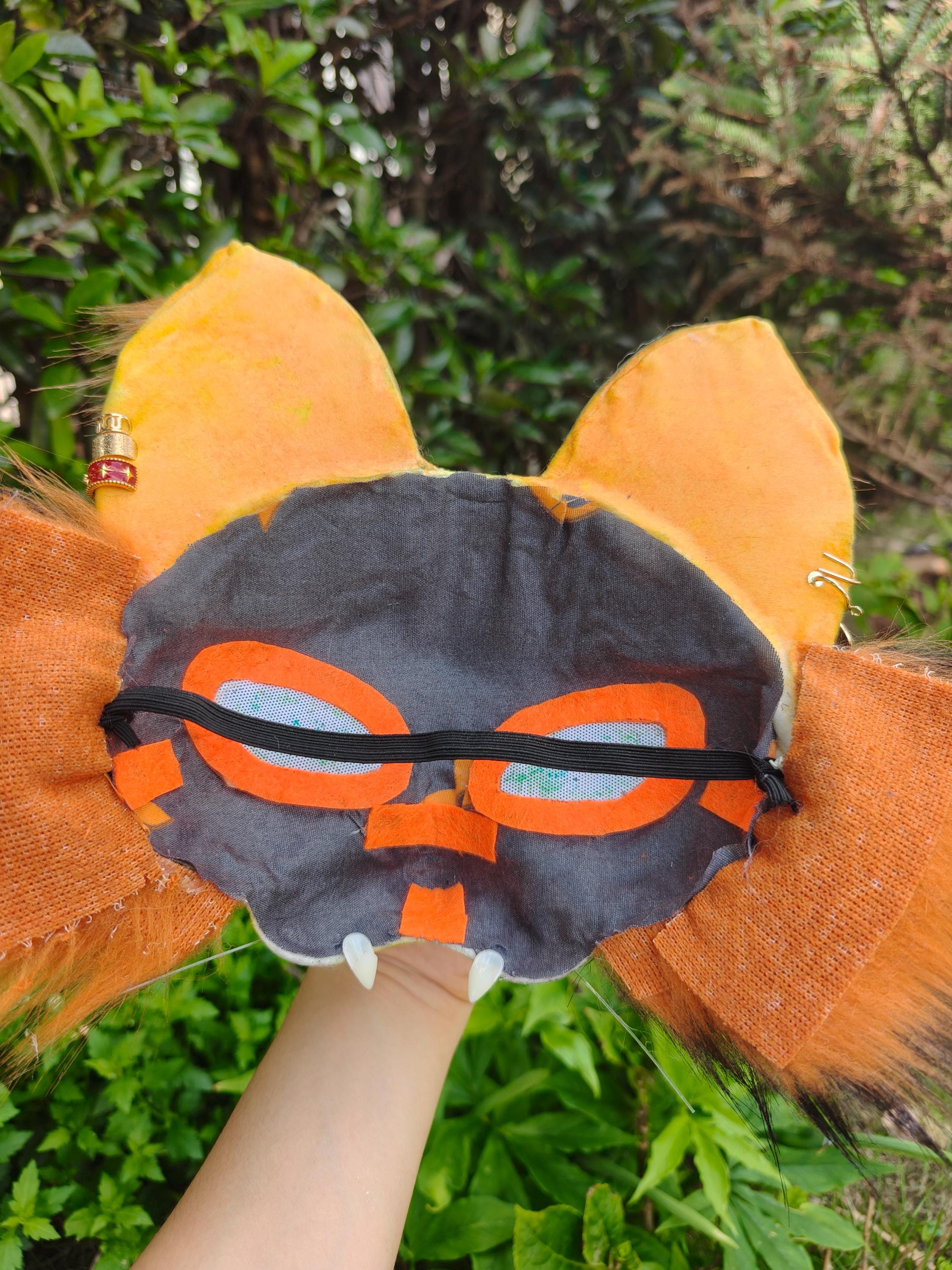 Tortoiseshell Tortie Cat Mask Tail Set | Handmade Faux Fur Therian Mask ...