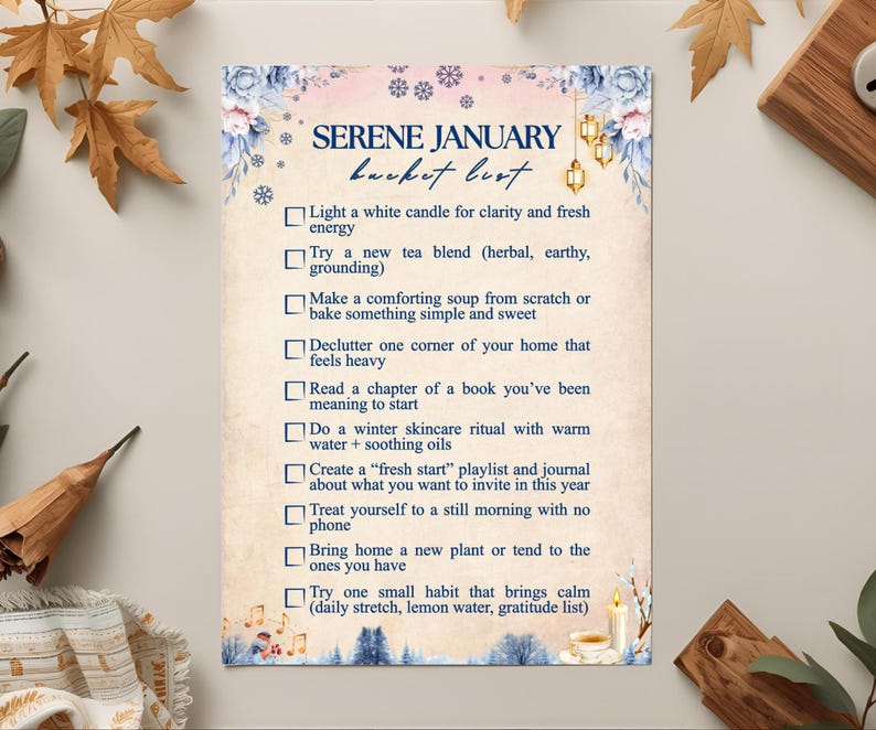 January Bucket List: Printable To-do Wishlist With Checkboxes, New Year ...