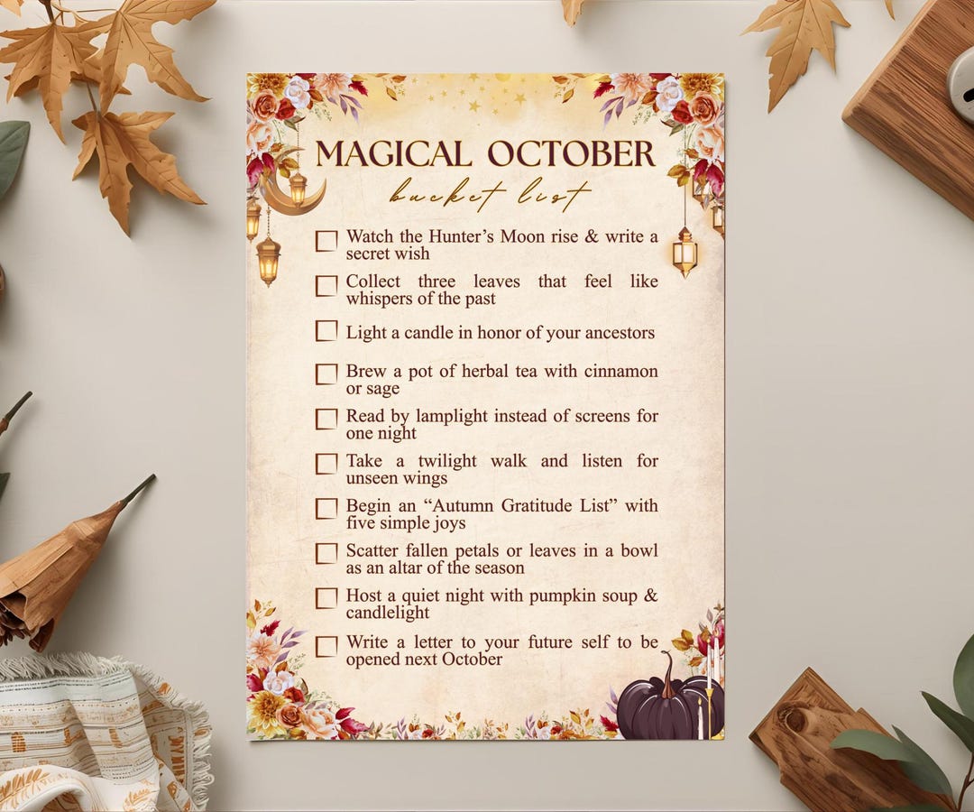 October Bucket List: Printable Monthly Autumn Activities, Cozy To-do ...