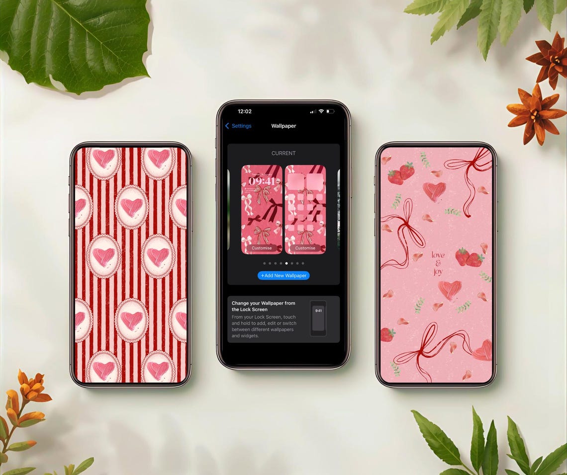 Coquette Mobile Wallpapers, Vintage Hearts & Bows Lock Screen, Ios ...